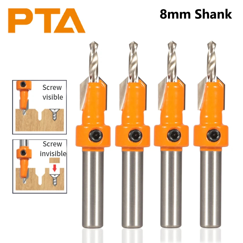 8MM-Shank-HSS-Woodworking-Countersink-Drill-Bits-Screw-Extractor-Remon ...