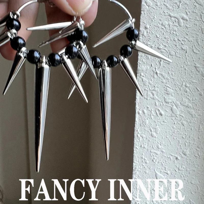 2023-New-Punk-Hoop-Earrings-Y2K-Fashion-Gothic-Beaded-Personality-Spike-Earring-for-Women-Men ...