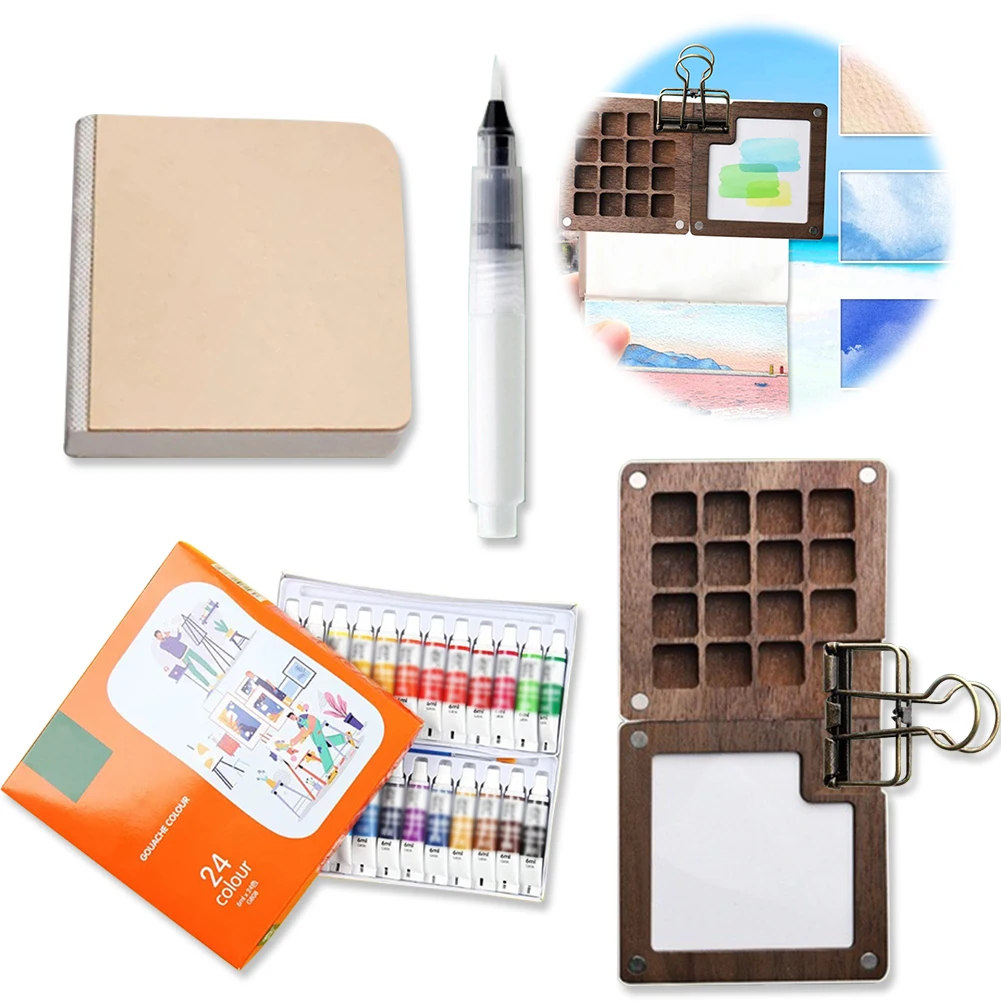 Travel Paint Palette Pocket Artist Watercolor Set with Clip Mini ...