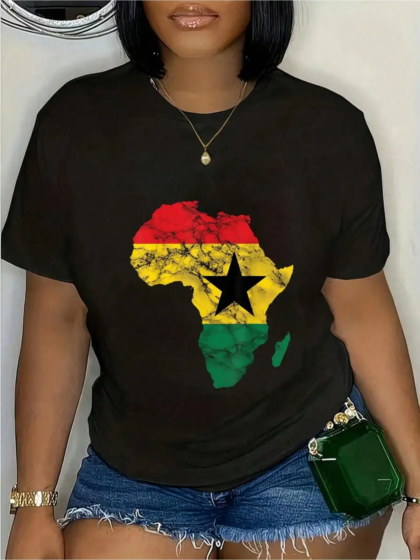 Ghana African Continent Ghanaian Flag Football T-Shirt Casual Short ...
