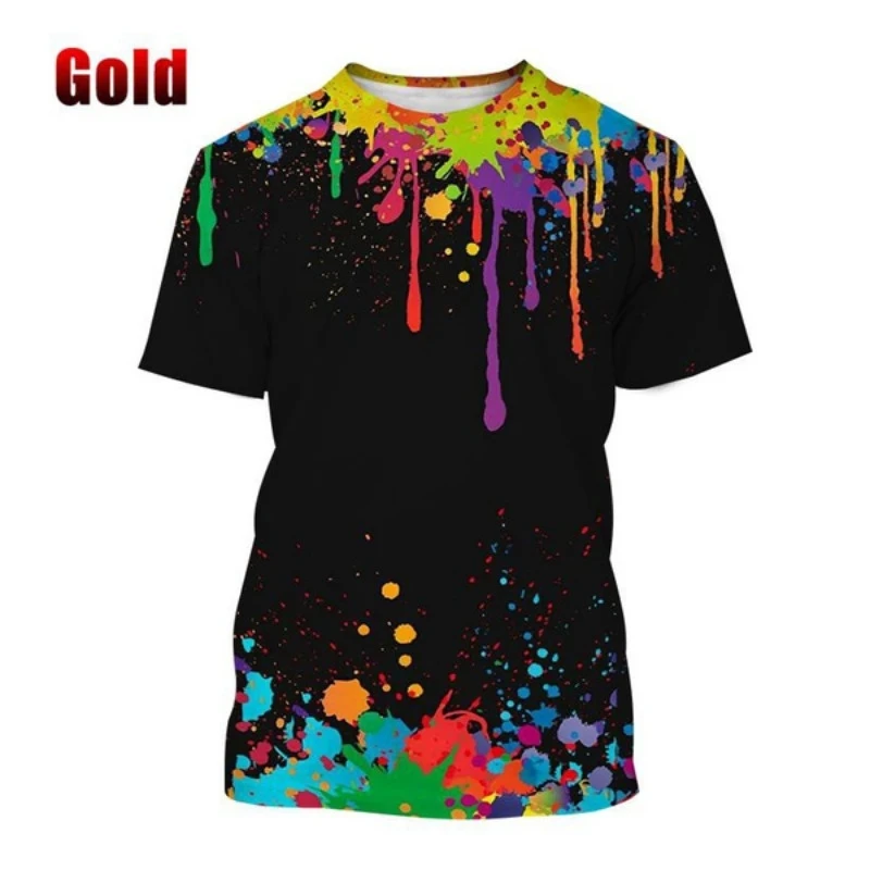 New Fashion Color Splash Ink Drip Colorful 3D Printed T-shirt Men and ...