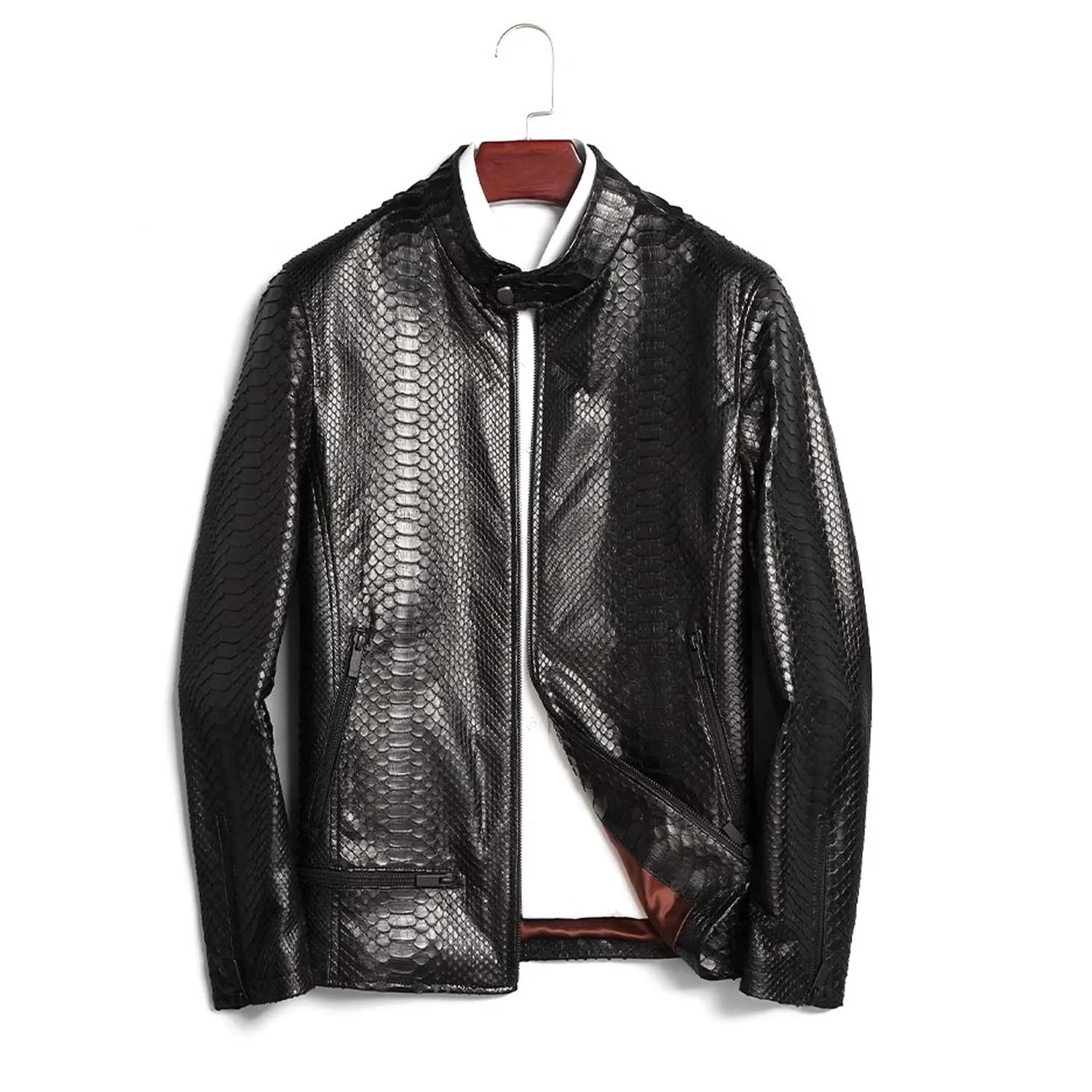 kaisaipiyi Python skin men coat Leather Jacket for Men Autumn Spring ...