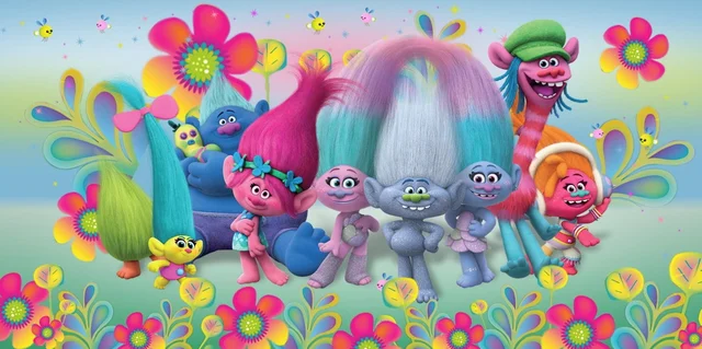 Trolls 2 Kids Girl Baby Shower Photowall Poster Photography Backdrop ...