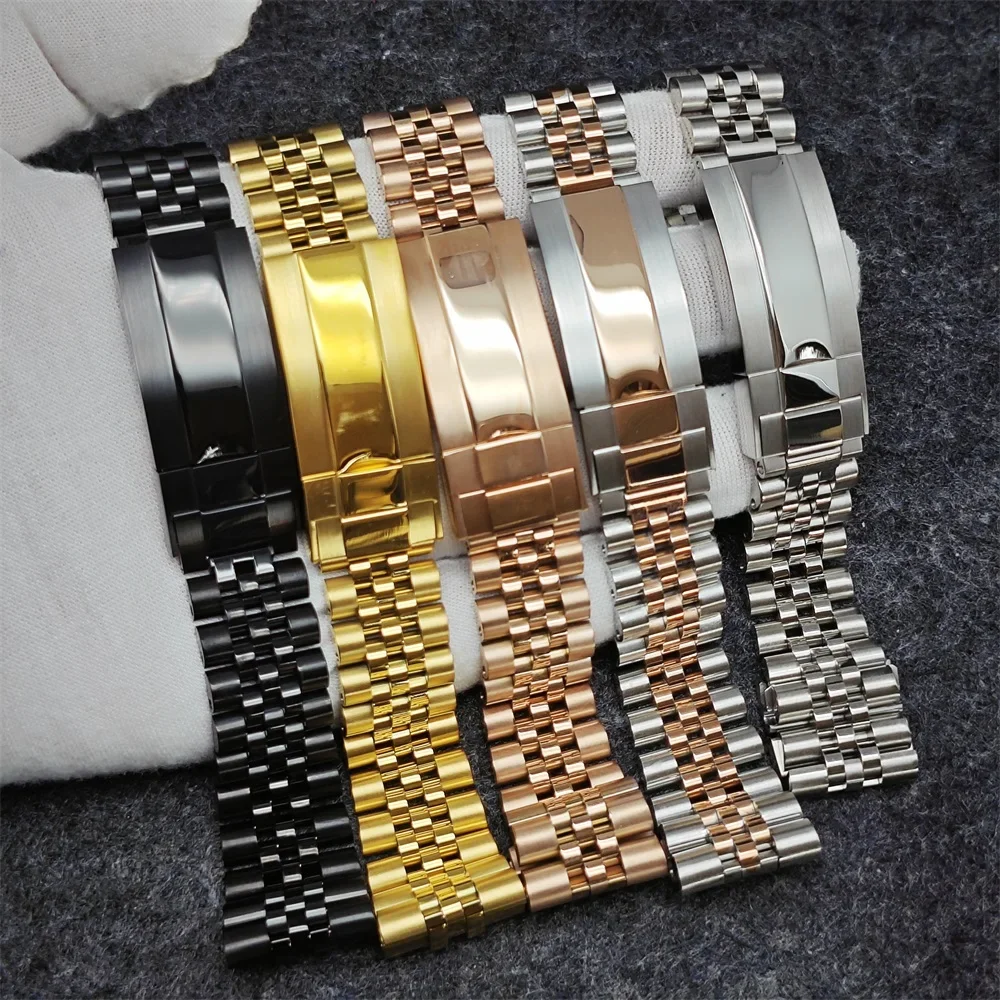 20MM-Stainless-Steel-Watch-Band-Five-Bead-Belt-Single-Folding-Buckle ...
