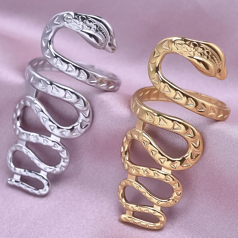 Long-Winding-Snake-Ring-Stainless-Steel-Rings-For-Women-Men-Accessories-Real-Gold-Plated-Animal ...