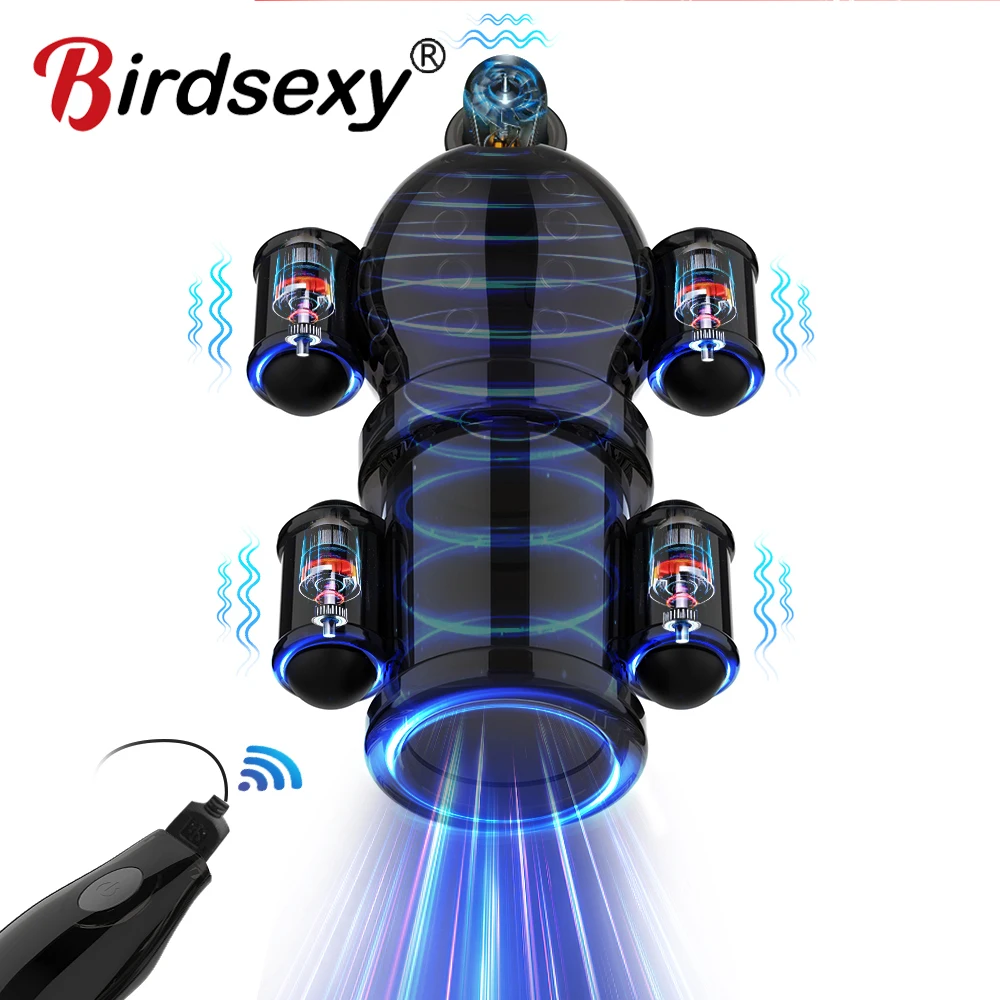 Powerful Glans Vibrator Male Penis Trainer Sleeve Sex Toys for Men Penis Sleeve Delay ...