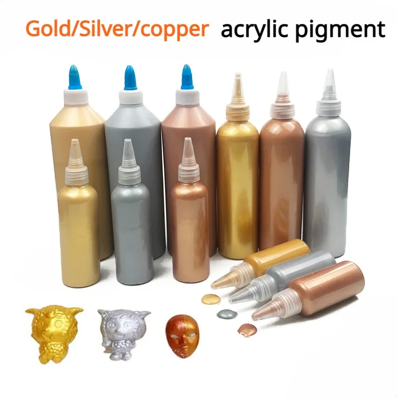 60ml/500ml Metallic Acrylic Pigment Light and Water Resistant Gold ...
