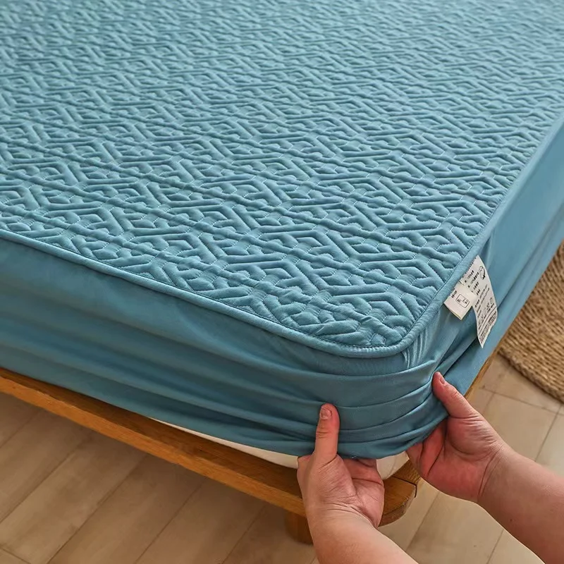 Luxury-Pure-Cotton-Quilted-Mattress-Cover-Anti-mites-Queen-King-Size ...