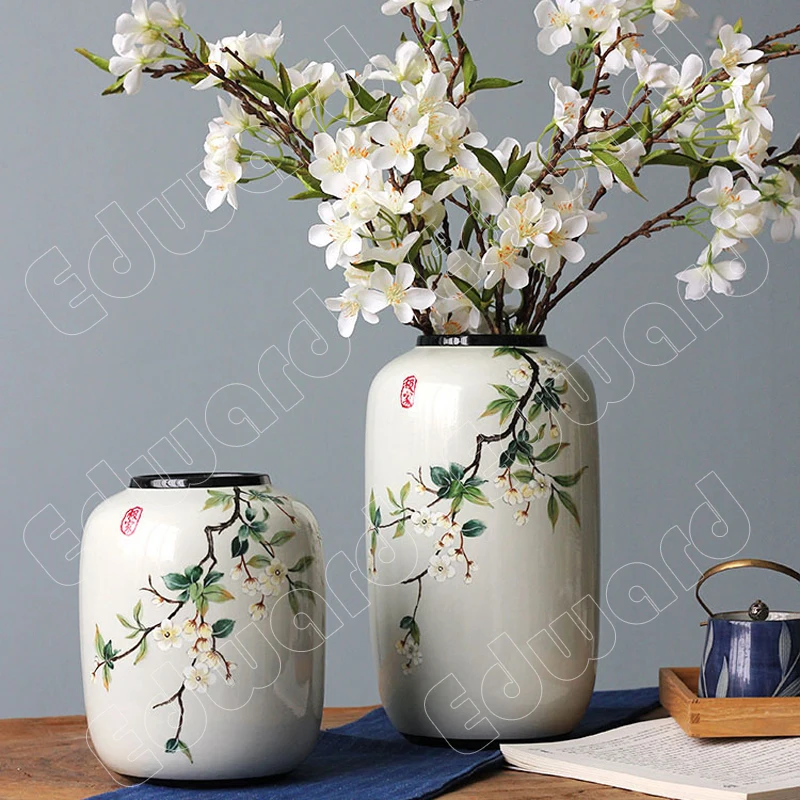 Plant-and-Flower-Pattern-Vase-Ceramic-Vases-Decorative-Living-Room ...