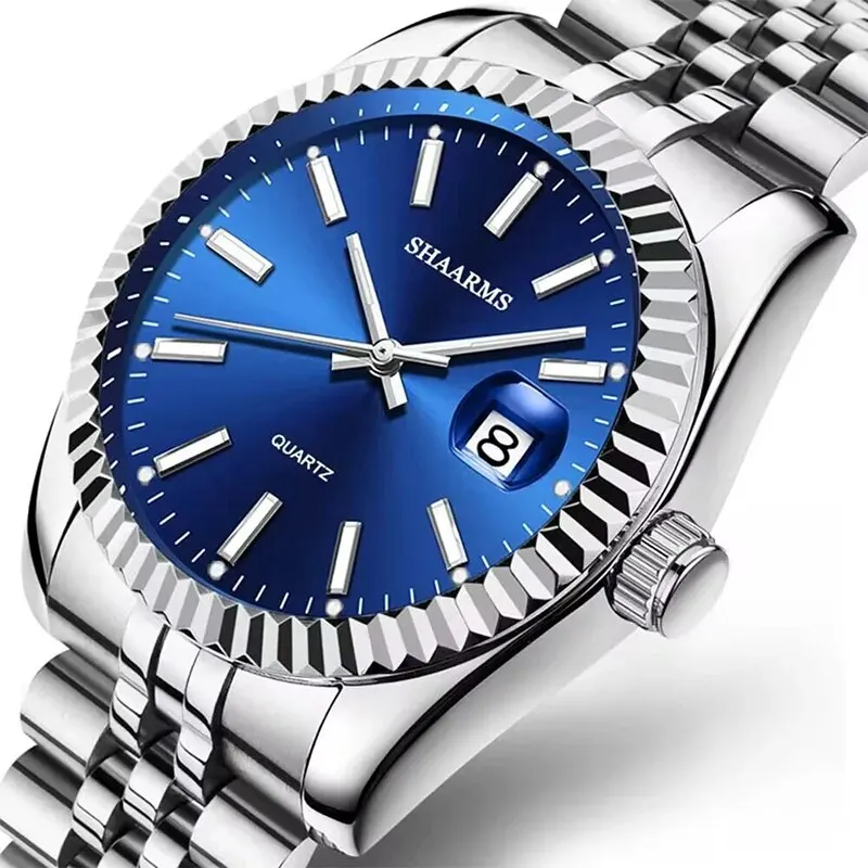 Watches-Mens-Top-Brand-Luxury-Blue-Watch-Calendar-With-Stainless-Steel ...