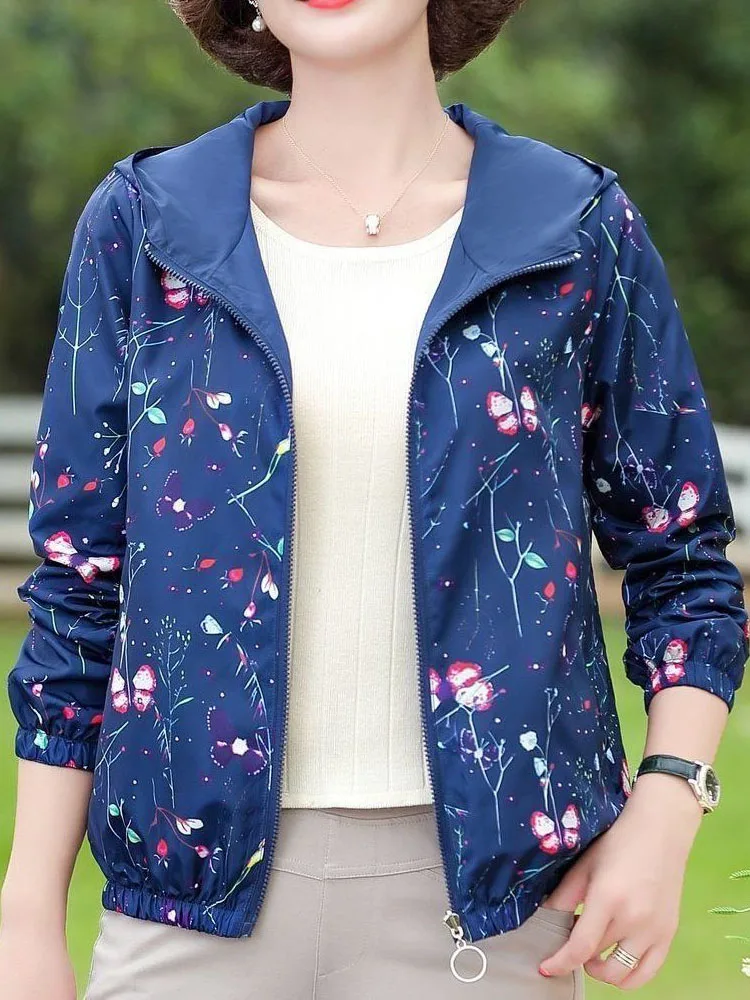 Chaqueta-Cortavientos-Reversible-para-mujer-Abrigo-con-capucha-y ...
