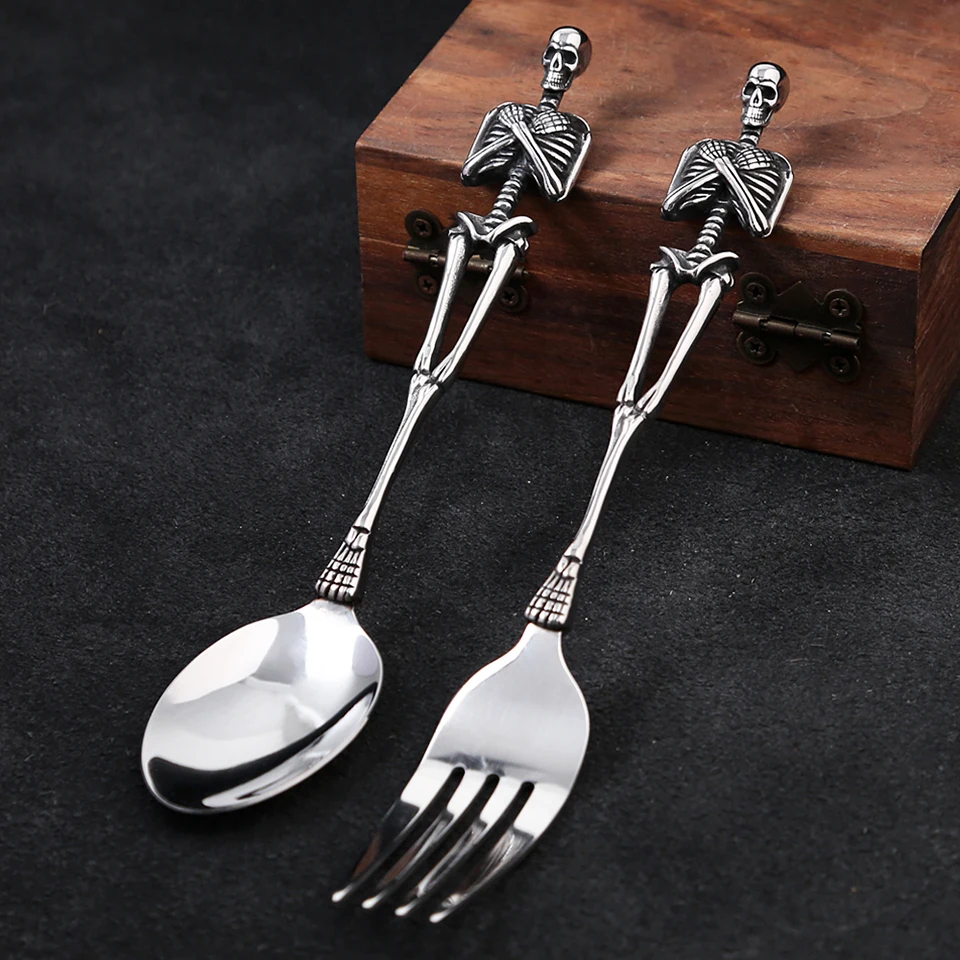 High-Quality-Creative-Design-304L-Stainless-Steel-Skull-Fork-Spoon-Set ...
