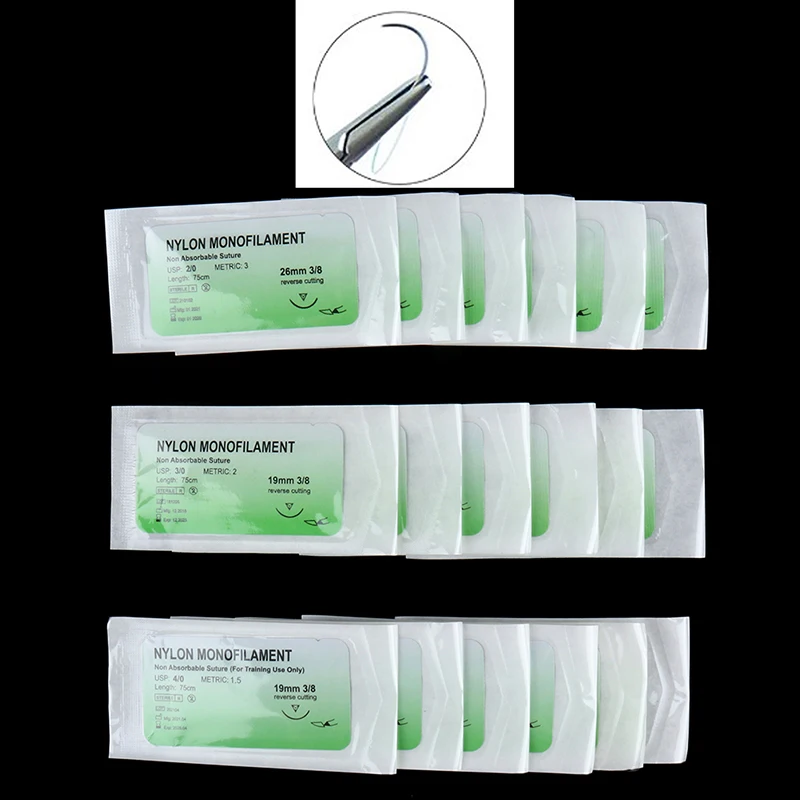 6Pcs-2-0-3-0-4-0-Needle-Suture-Nylon-Non-injured-Suture-Medical-Thread ...