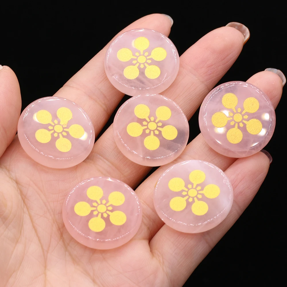 6Pcs-Natural-Stone-Rose-Quartz-Crystal-Chakra-Rune-Divination-Set ...