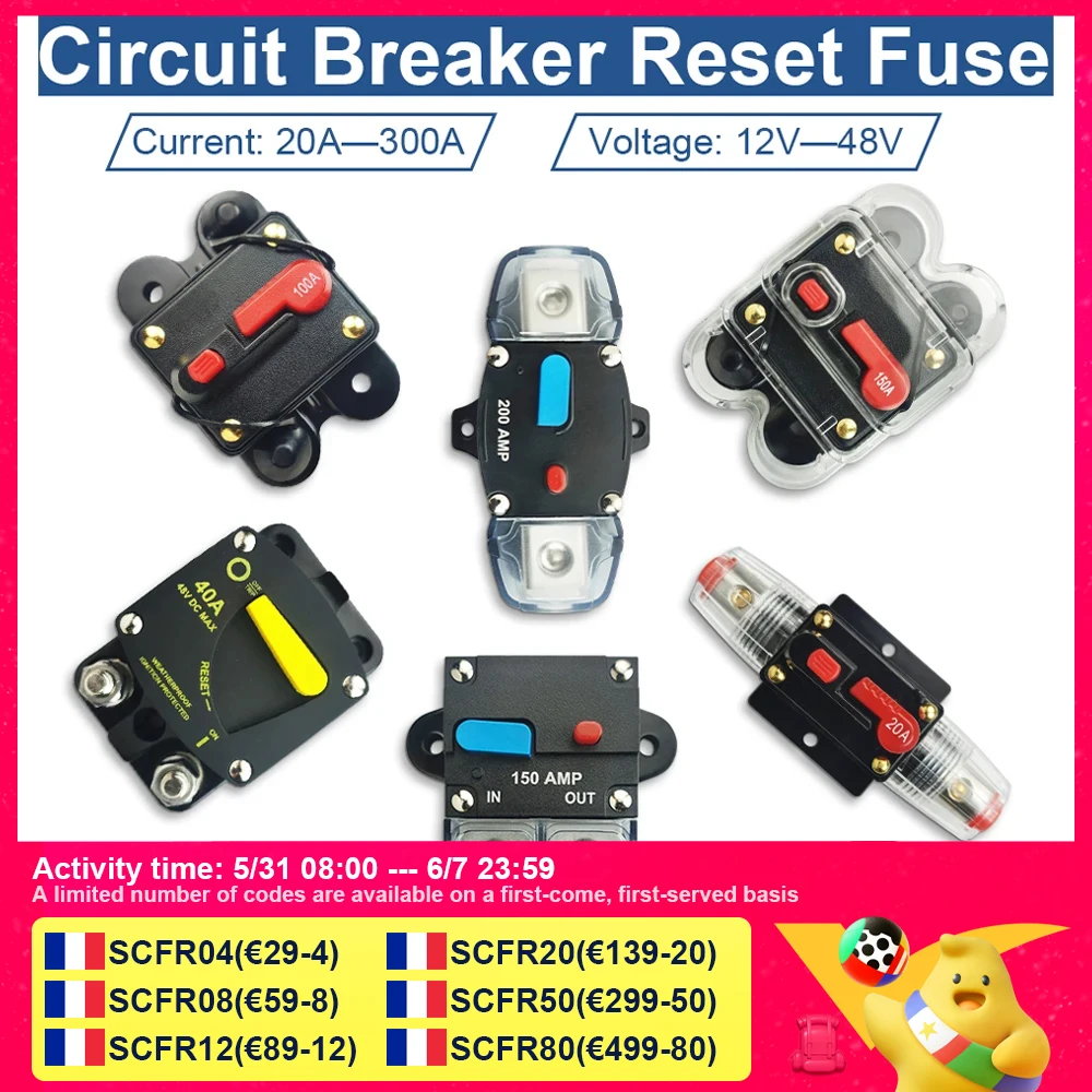 Circuit-Breaker-Reset-Fuse-Box-12v-48v-DC-250A-20A-300A-Solar-Fuse-Car ...