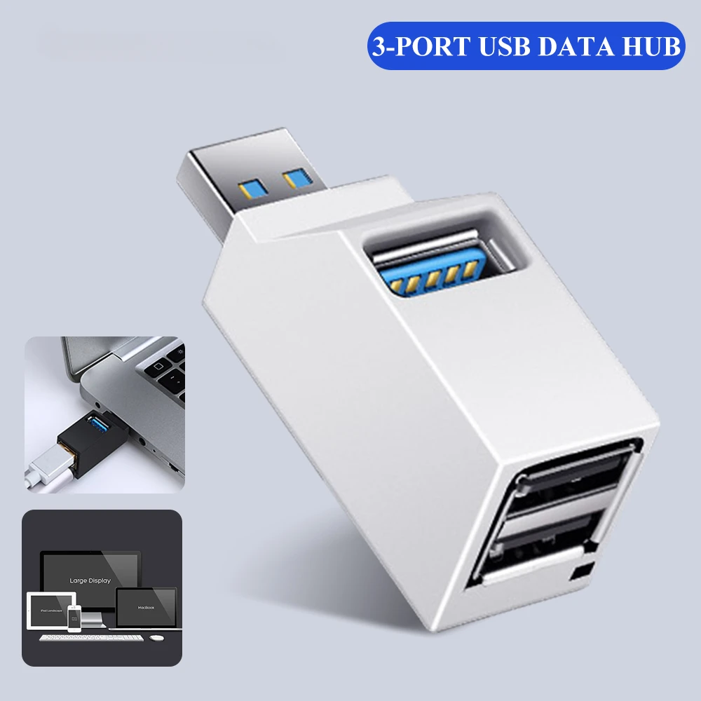 3-Port-USB-Hub-High-Speed-Splitter-Plug-and-Play-Bus-Powered-Black ...