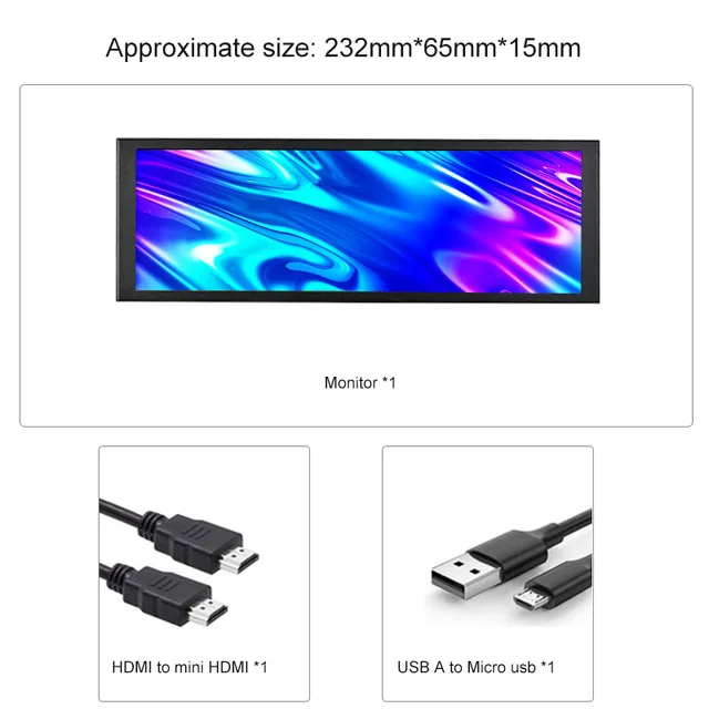 8.8 inch 1920x480 IPS Monitor AIDA64 CPU Temperature Display HDMI for ...