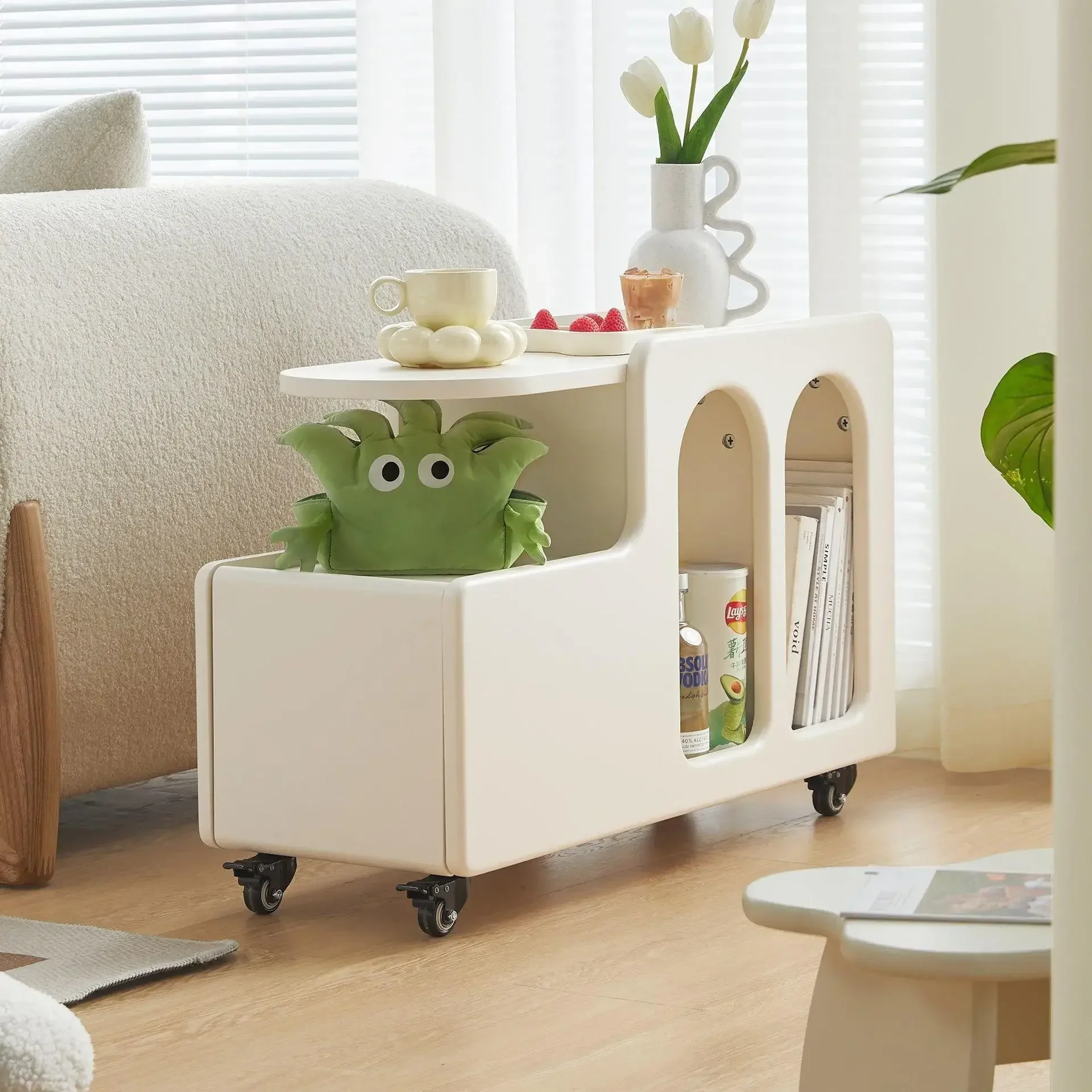Movable-Side-Table-Trolley-Cream-Style-End-Table-for-Sofa-Coffee-Table ...