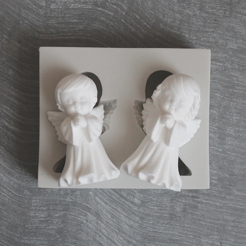 3D Prayer Angel Girl Silicone Fondant Mold DIY Epoxy Pottery Plaster ...
