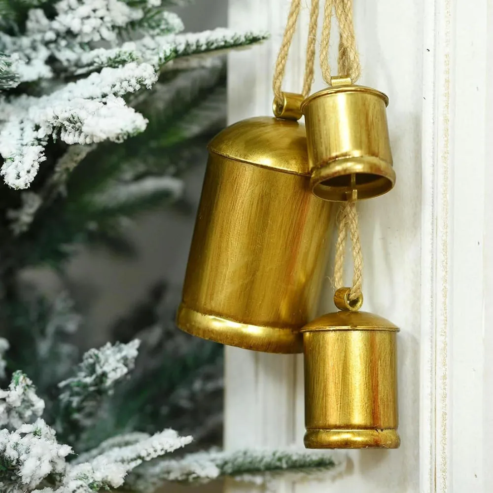 Vintage-Style-Metal-Christmas-Bells-Rustic-Brass-Gold-Large-Bell-Cow ...