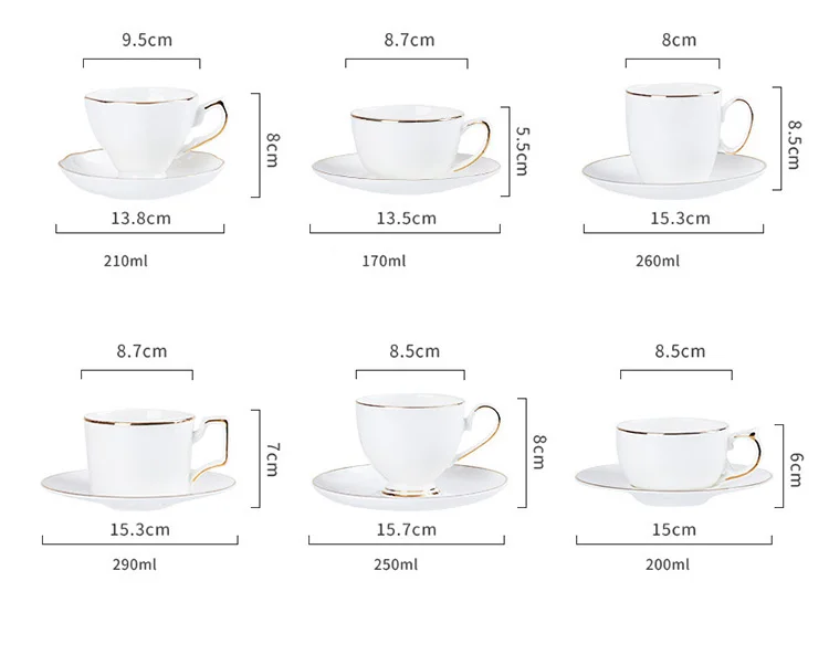 Tasse à café bord doré de grande capacité et ensemble S-05 er,design ...