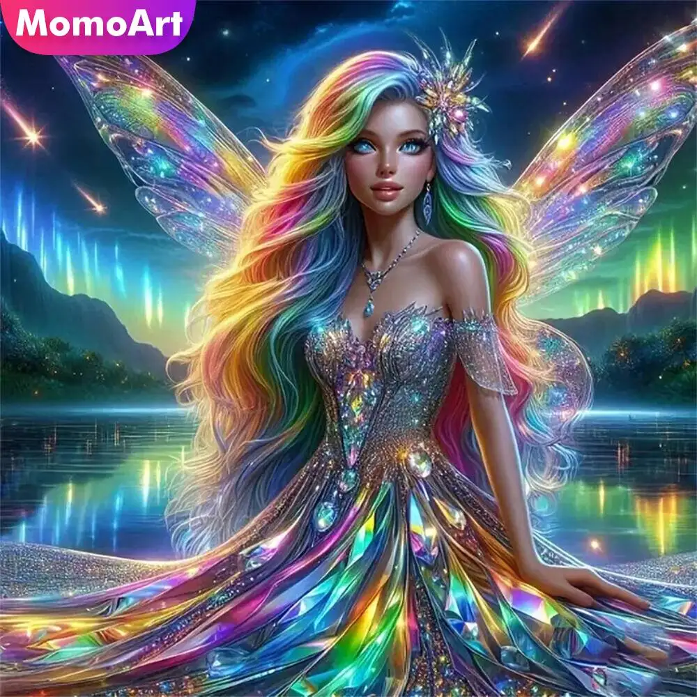 Momoart Diamond Embroidery Woman Portrait Diamond Painting Elf 5D DIY ...