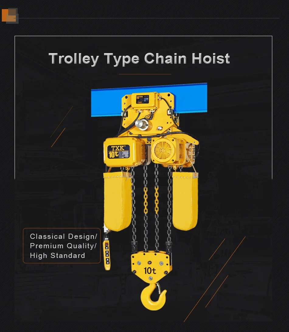 Best Selling TXK ER2 10 Ton Electric Chain Lifting Hoist with Trolley ...