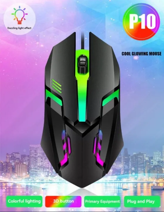 RGB 게임용 마우스 USB 유선 마우스 3 키 1600 DPI 사무실 컴퓨터 마우스, 게이머 광학 케이블 컴퓨터 pc용 유선 ...