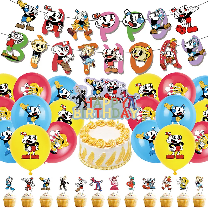 Anime-Cuphead-Game-Theme-Happy-Birthday-Party-Decorations-Cake ...