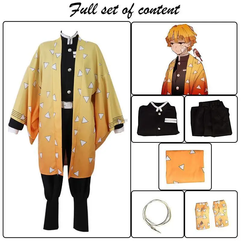 Anime Demon Slayer Kimetsu No Yaiba Cosplay Costume Agatsuma Zenitsu ...