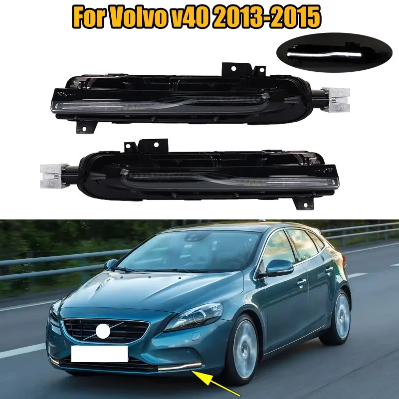 LED-For-Volvo-v40-2013-2014-2015-Car-DRL-Front-Bumper-Daytime-Running ...