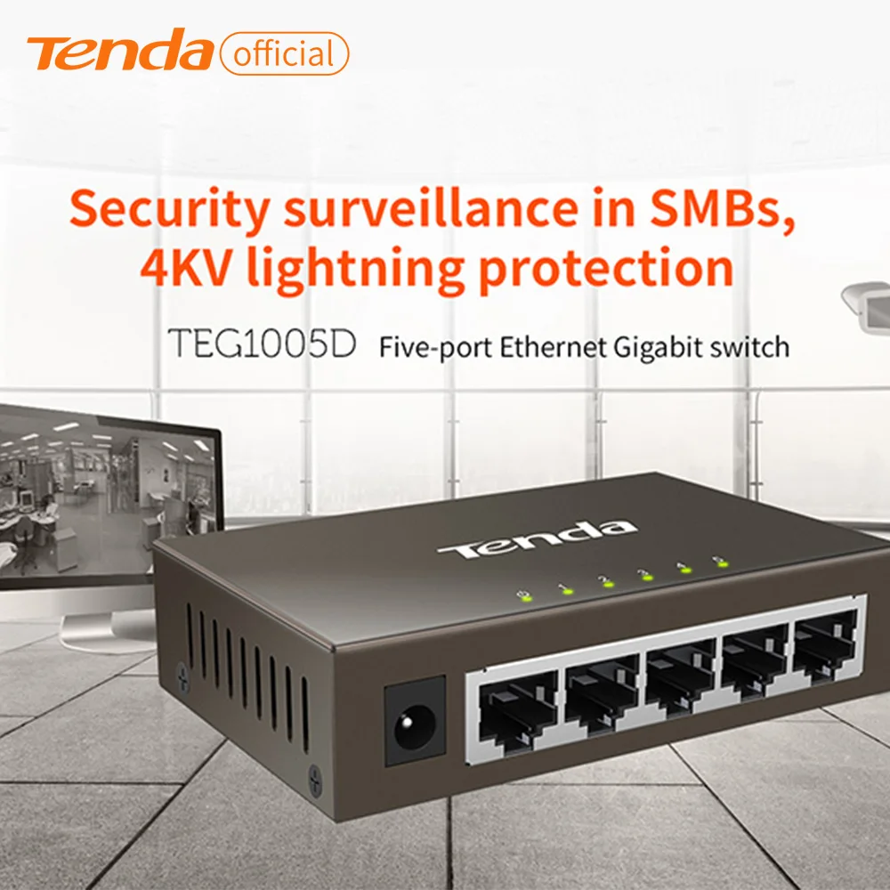Tenda TEG1005D 5 Port Gigabit Swicth Ethernet Switch 10/100/1000 Mbps ...