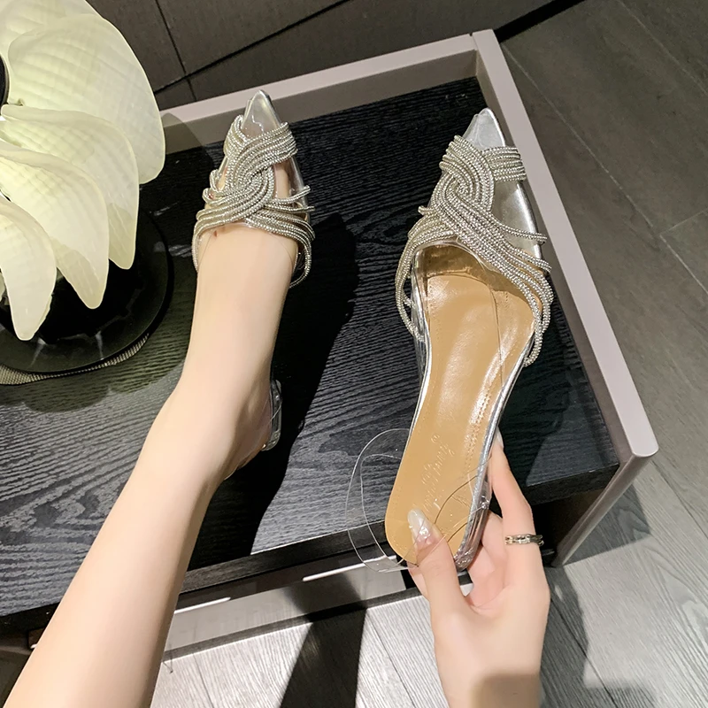 Sandalias de tacón alto y fino para mujer, zapatos de punta estrecha ...