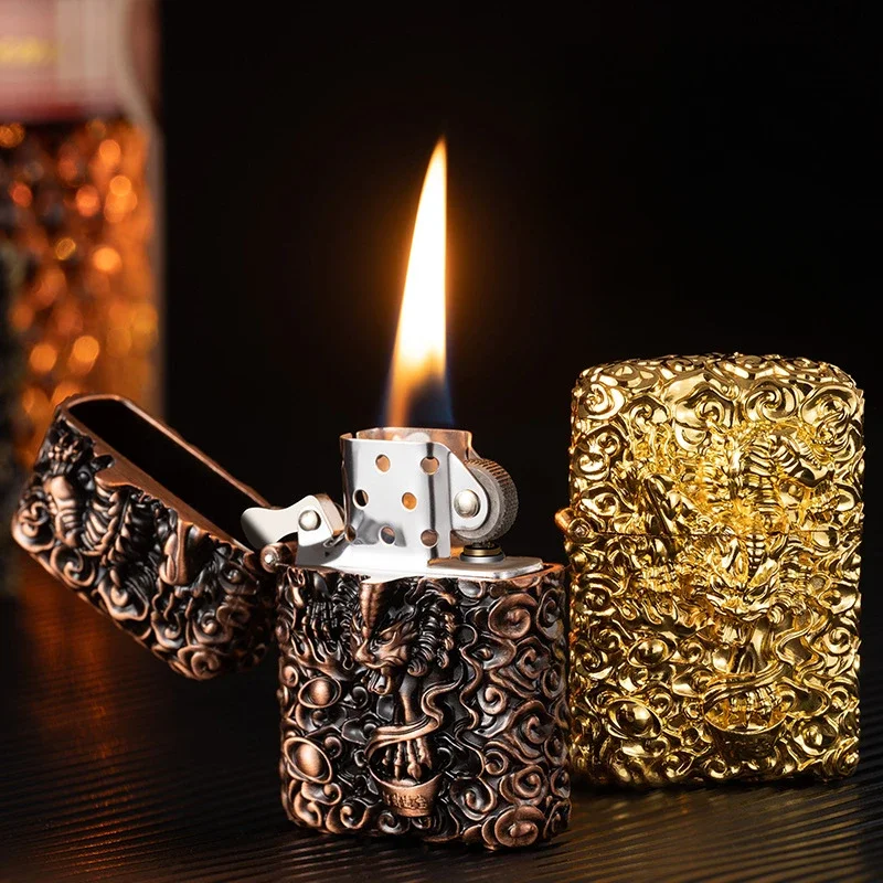 Heavy-Metal-Kerosene-Lighter-Armor-Design-Classic-Vintage-Relief-Gift ...