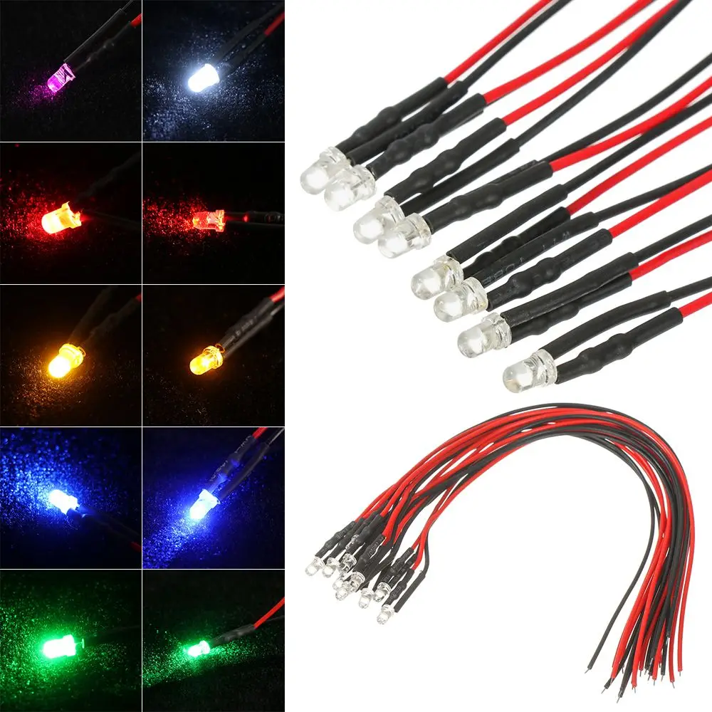 10pcs-3mm-12V-LED-Light-Red-White-Yellow-For-1-10-RC-Crawler-1-14 ...
