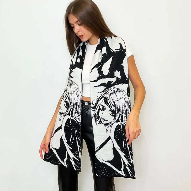 New Fashion creative Aesthetics Y2K knitted women's scarf men's winter ...