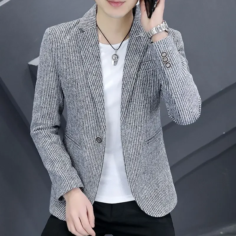 Thin-Men-s-Suit-Jackets-Single-Breasted-Male-Blazer-Coat-Brown-Slim-Fit ...