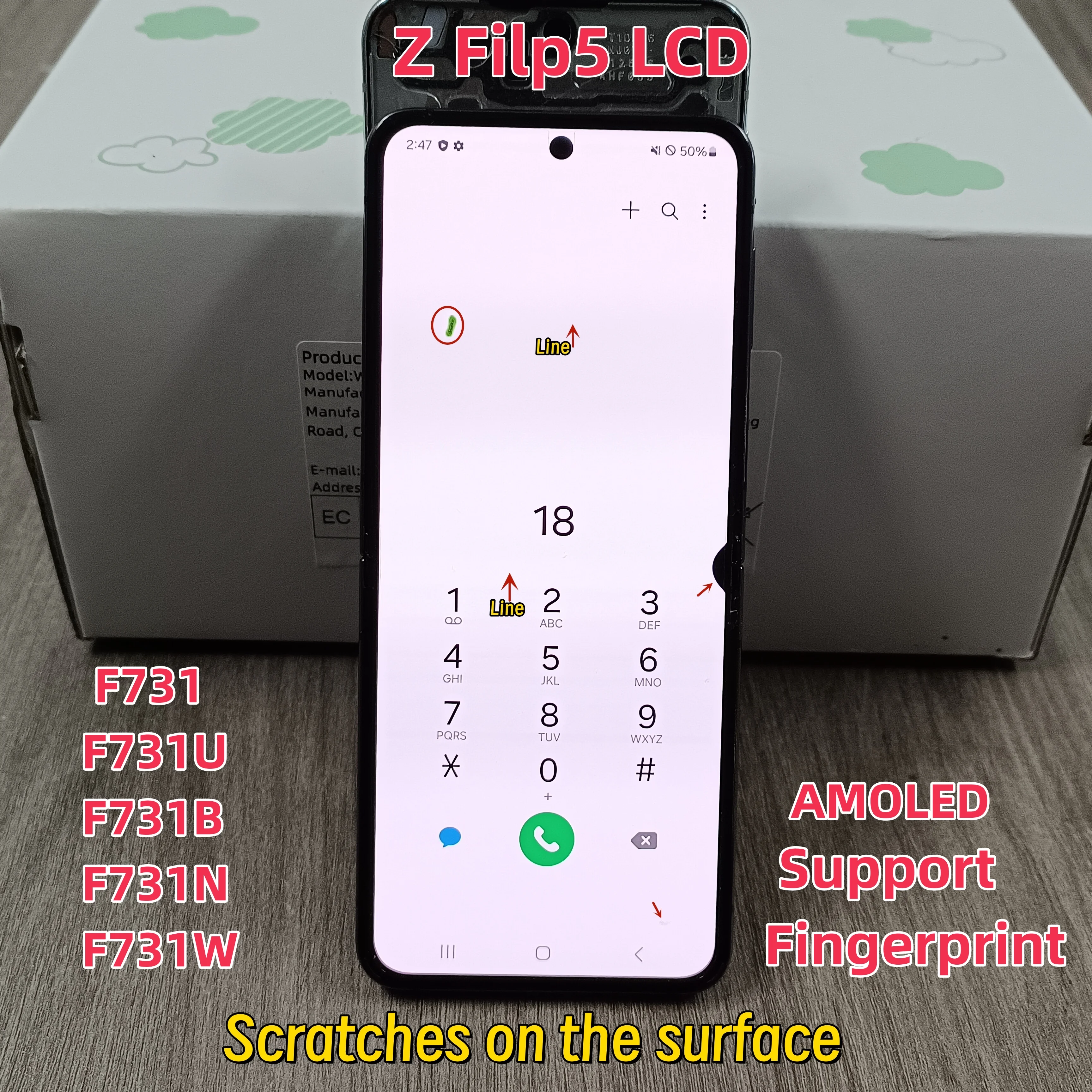 With Defect Super Amoled For Samsung Galaxy Z Flip 5 LCD Display Touch ...