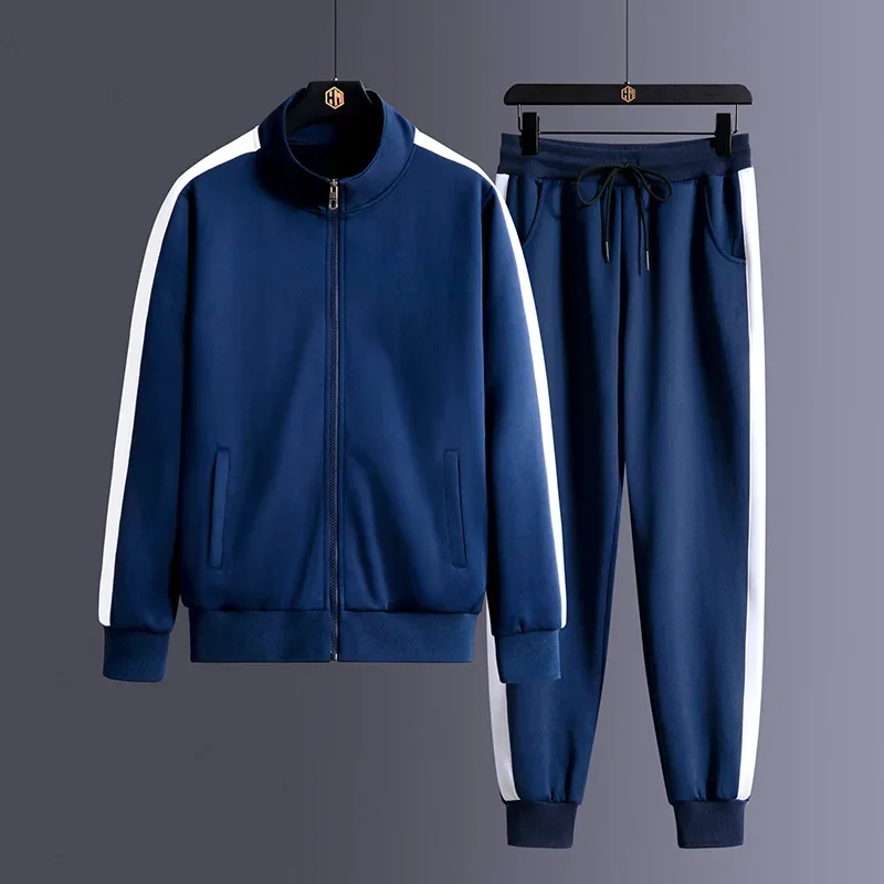 2024-Autumn-Korean-Tracksuit-Men-Zip-Pocket-Running-Sets-Striped ...