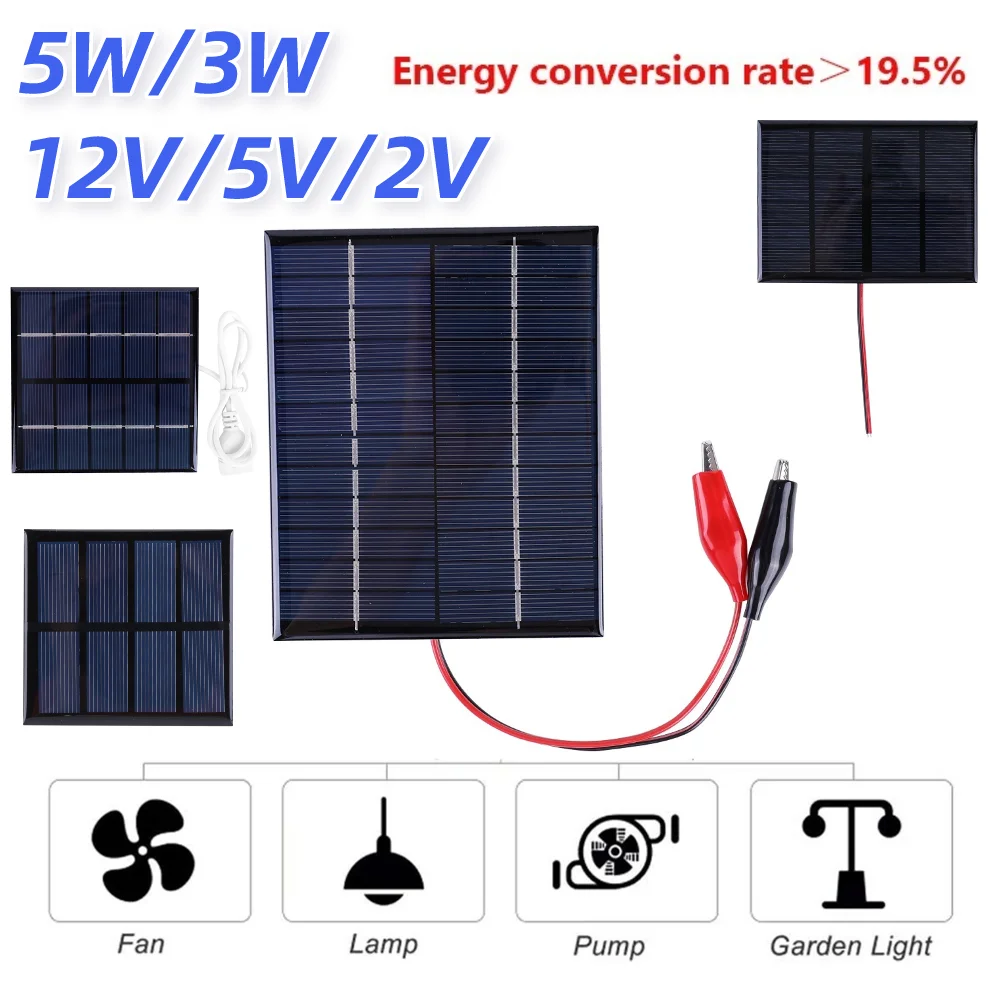 Tragbares-Solar-panel-5w-12V-Klein-zellen-modul-Poly-silicium-platine ...