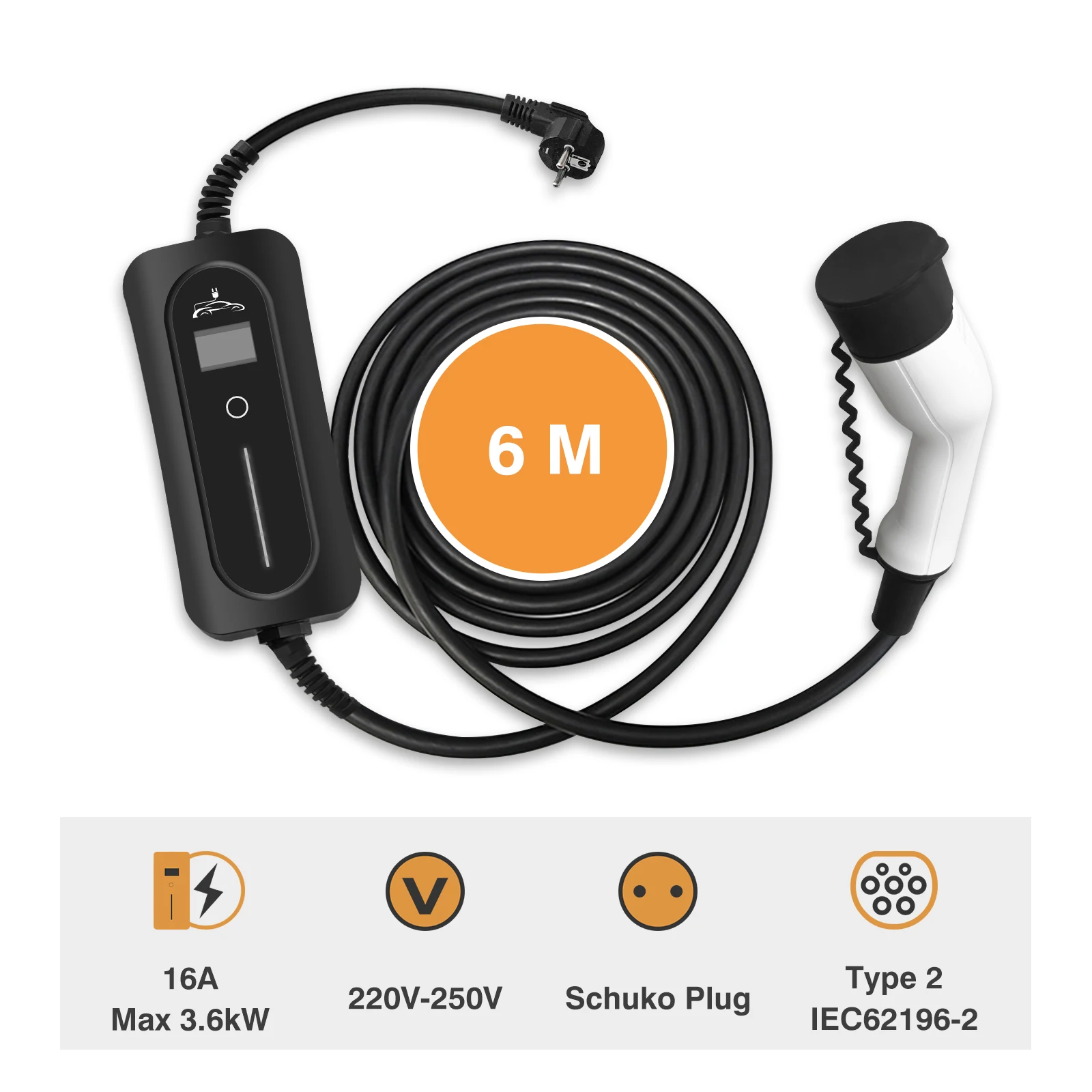 Cargador-de-coche-el-ctrico-tipo-2-enchufe-Schuko-Nivel-2-16A-EVSE-220V ...