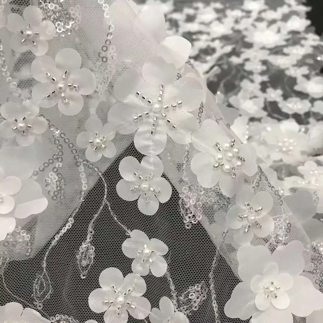 Nice-White-Weddings-Design-Thread-Emboirdered-Lace-French-Tulle-Net ...