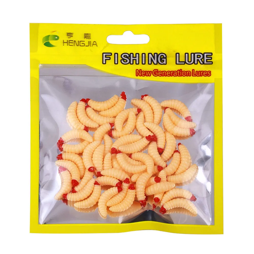 50PCS-bag-Maggot-Grub-Soft-Lure-Baits-2CM-Worm-Fishing-Lure-Smell-Hooks ...