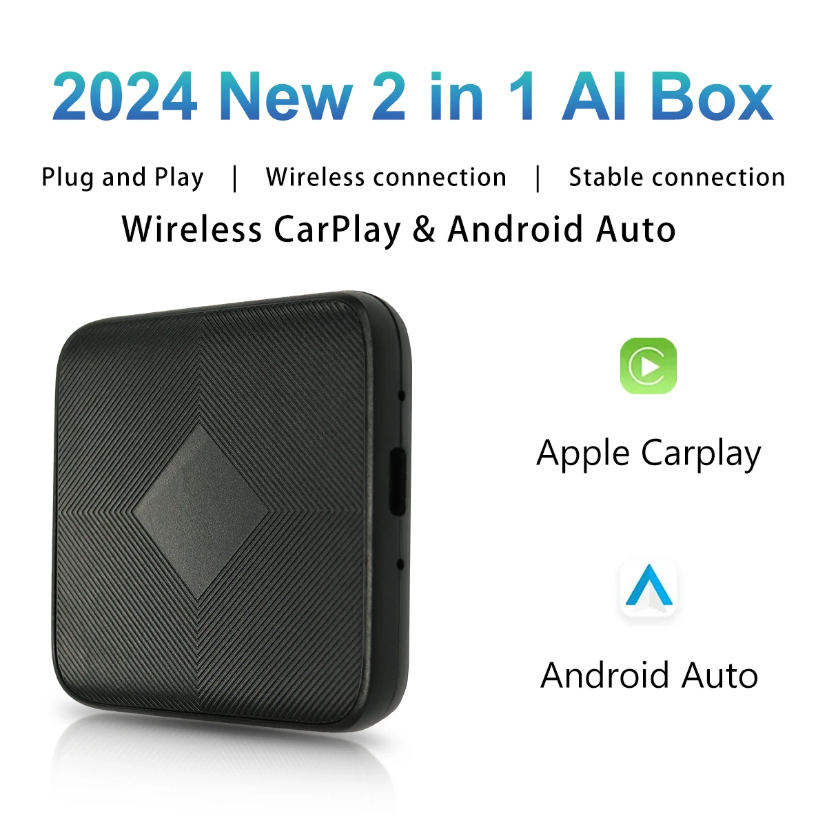 WRWD New 2 in 1 Mini Wireless Carplay Ai Box Plug&Play BT WiFi Wired To ...