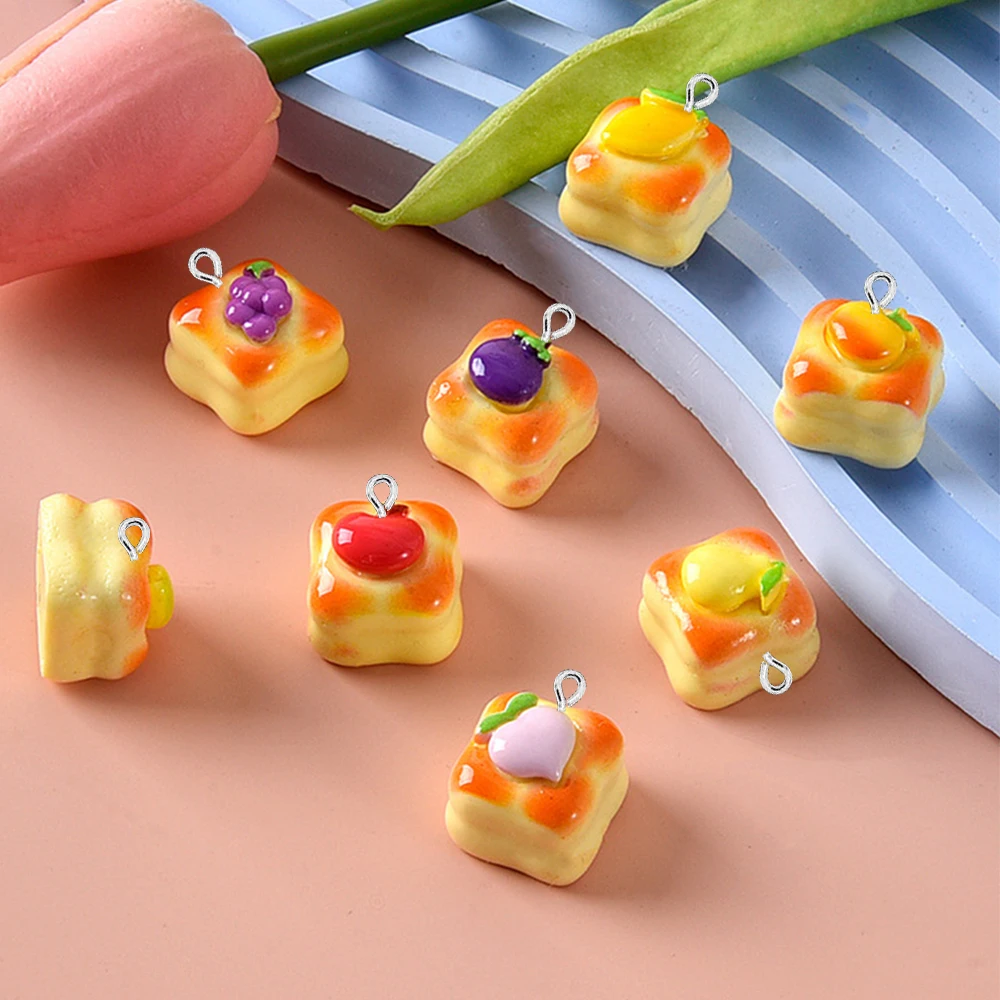 10PCS-Shiny-Square-Fruit-Bread-Series-Flat-Back-Charms-For-Earrings ...