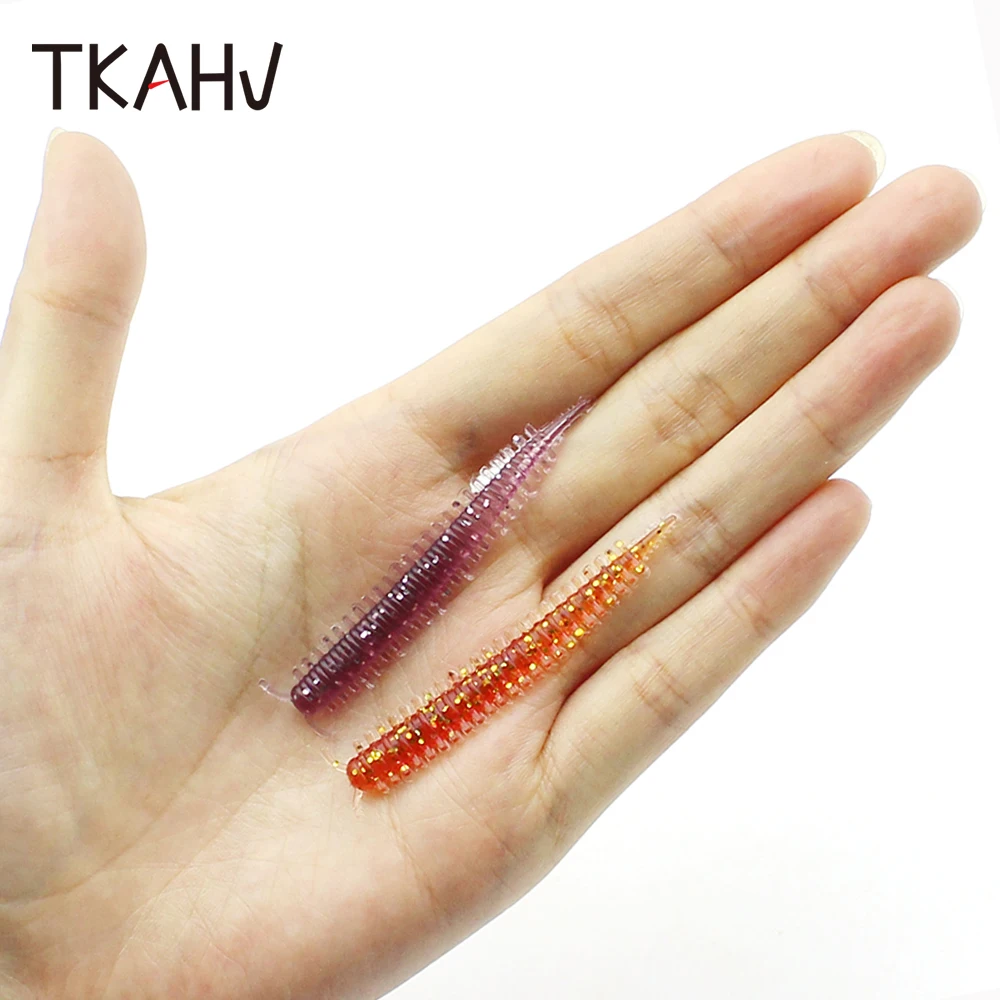 Tkahv 10 Pcs 6cm Artificial Rubber Bait Earthwrom Fishy Smell Soft ...