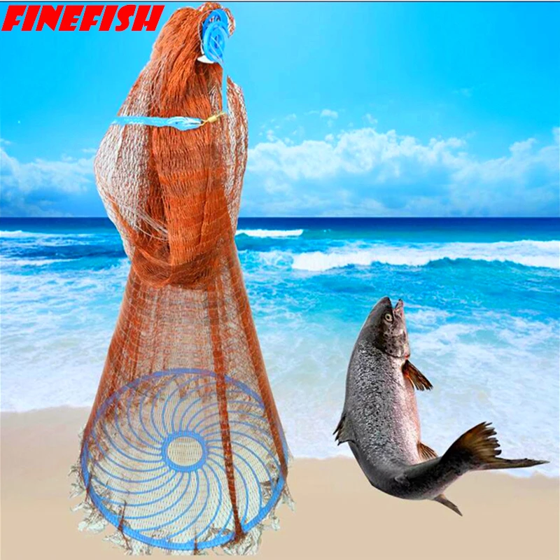 Finefish USA Style Cast Net Height 1.5 3.6M Fisherman Hand Throw ...