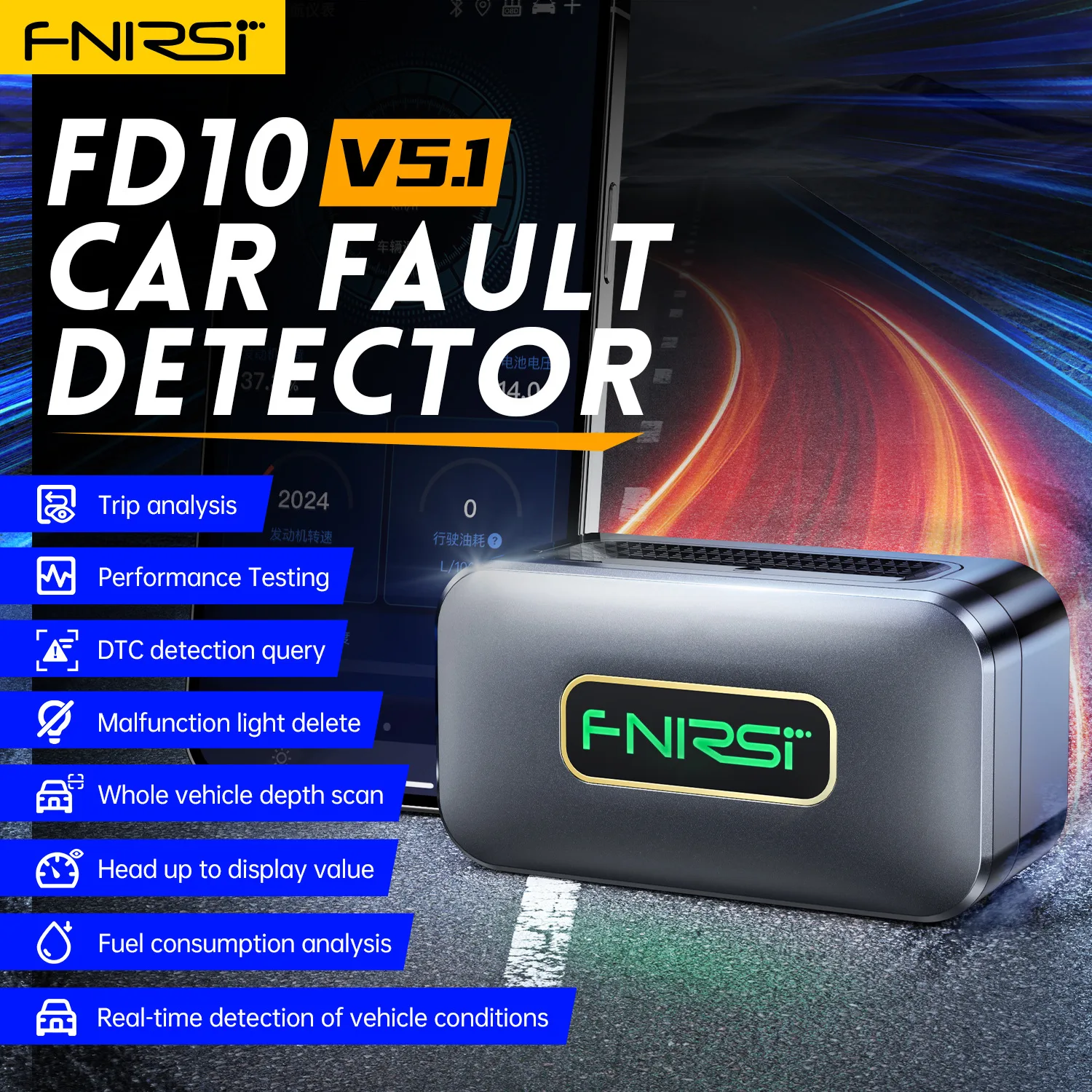 FNIRSI FD10 Automotive OBD2 Scanner Code Reader Clear Error OBD ...