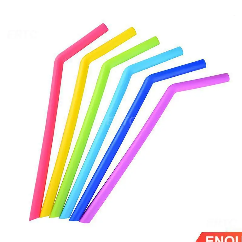 New-Reusable-Food-Grade-Straight-curved-Tube-Silicone-Straws-Juice-Milk ...