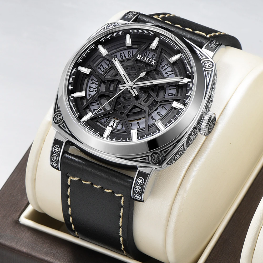BOUX Skeleton Automatic Watch Punk Watches Luxury Men Mechanical ...
